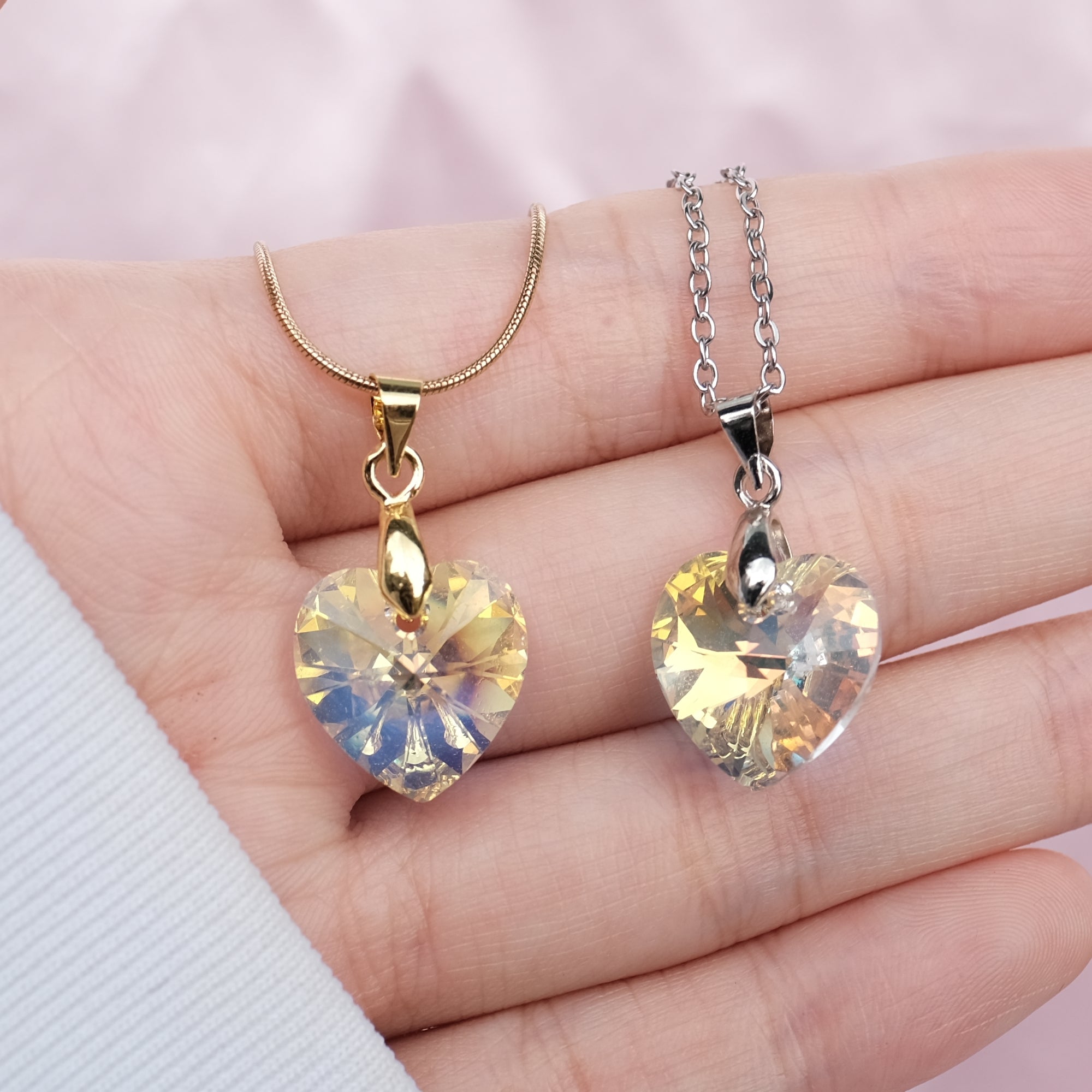 MEDIUM Clear Rainbow Prism Heart Crystal Necklace Massive Savings - The ...